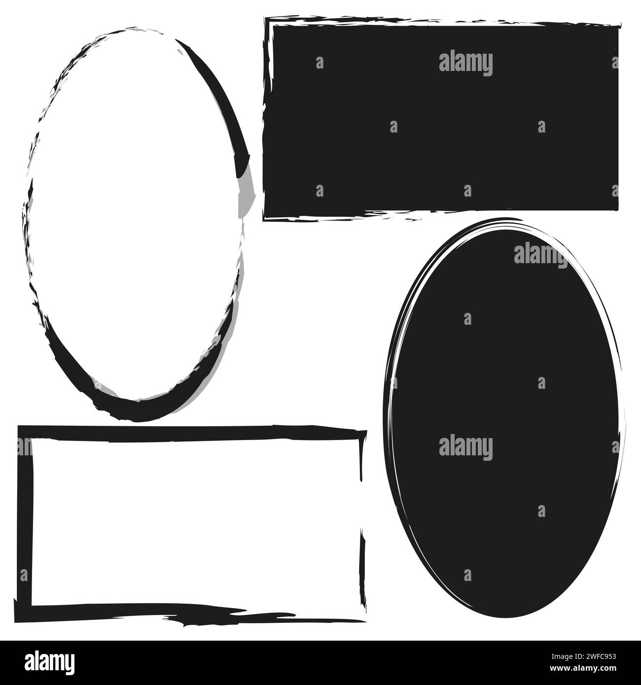 Grunge square frames. Brush frames of various shapes. Frames for ...