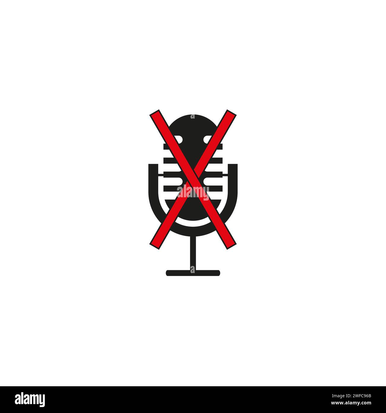 crossed microphone icon. Music stage. Modern technology. Vector ...