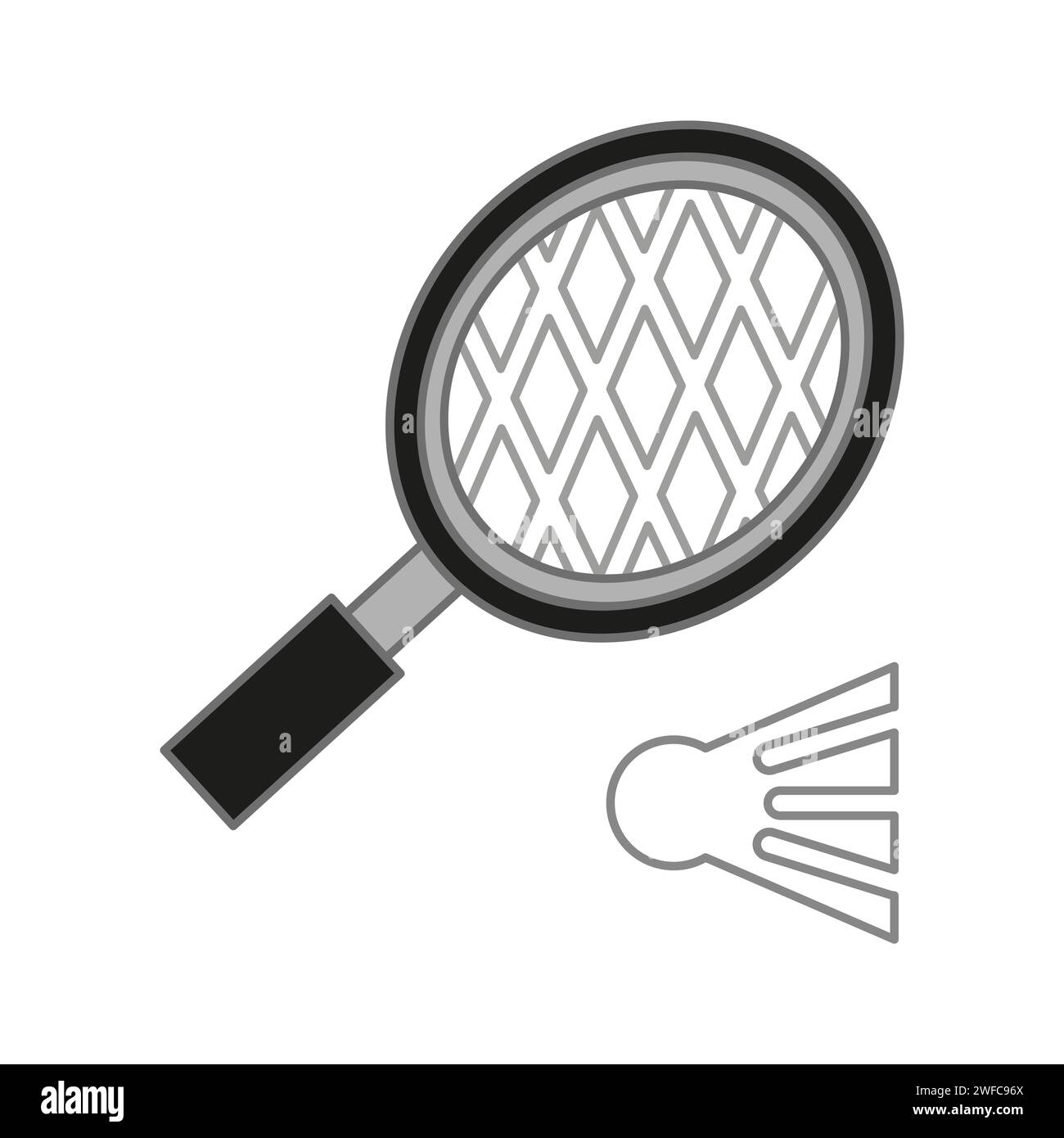 Racket shuttlecock icon. Sports concept. Racket and shuttlecock for ...