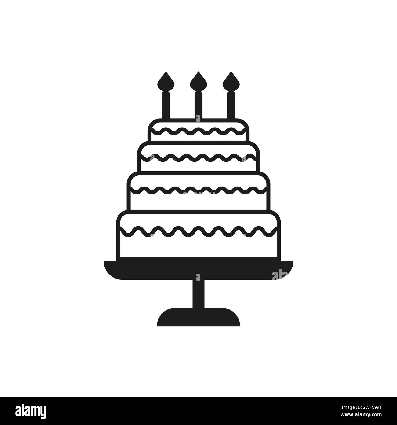 Modern cake icon. Happy birthday. Vector illustration. stock image. EPS ...