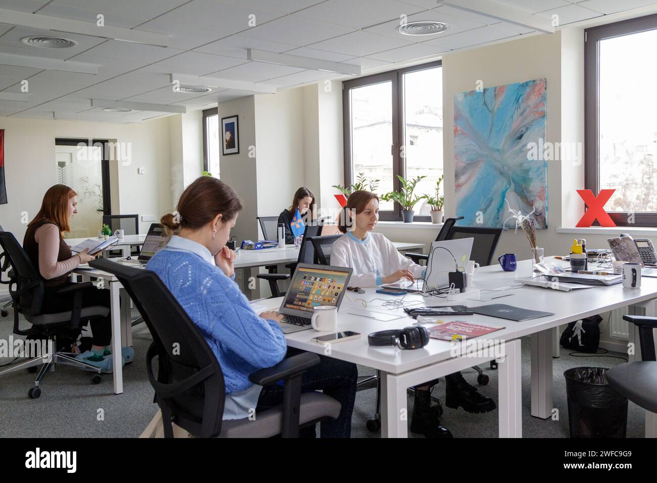 Non Exclusive: KYIV, UKRAINE - JANUARY 24, 2024 - Employees are seen at ...