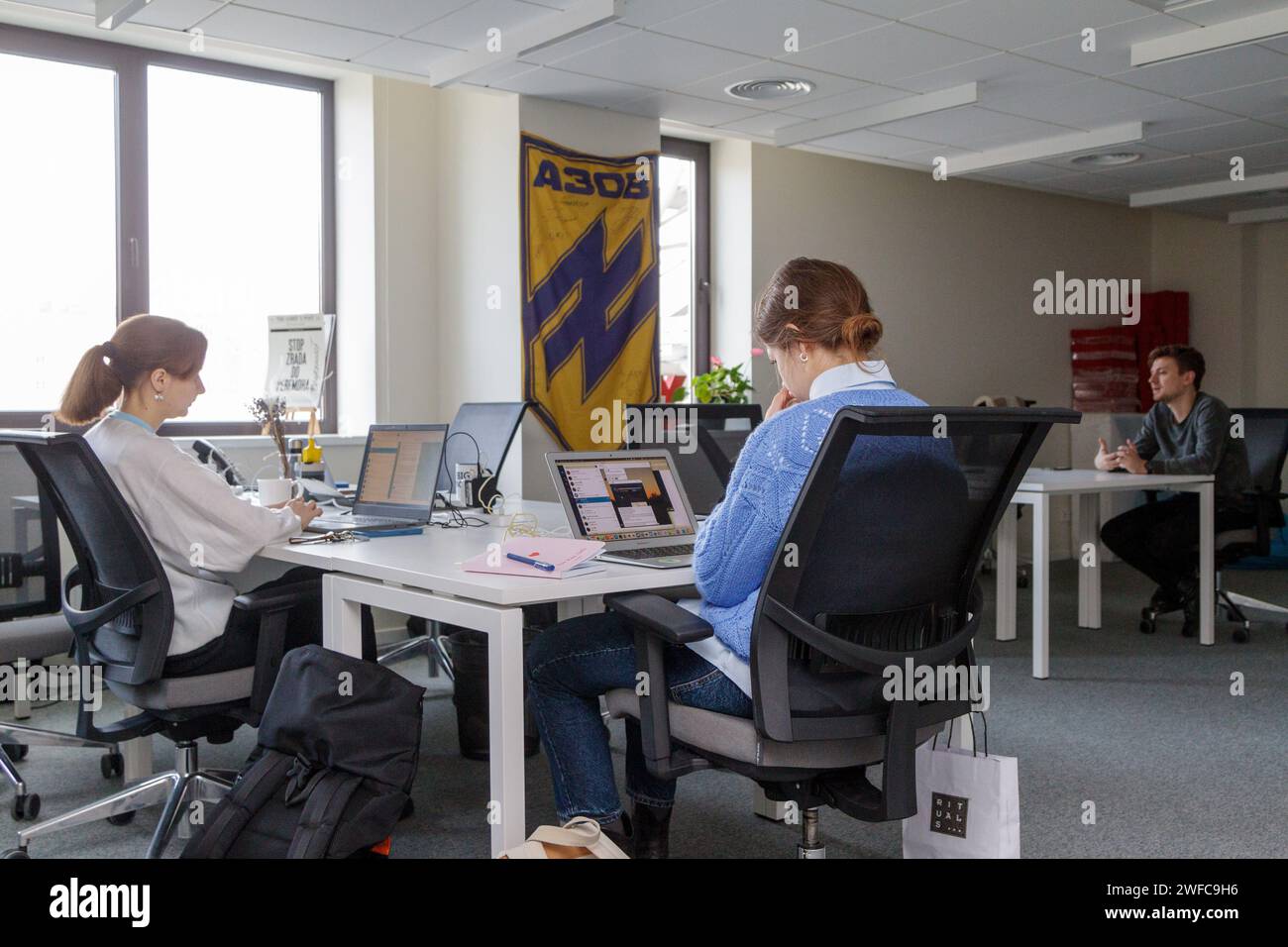 Non Exclusive: KYIV, UKRAINE - JANUARY 24, 2024 - Employees are seen at ...