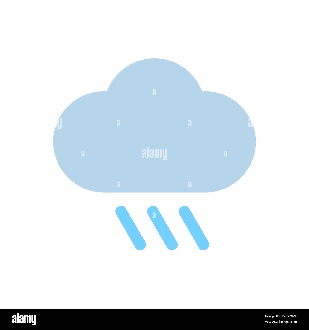 Raining cloud icon. Blue sign. Freehand design. Weather forecast ...