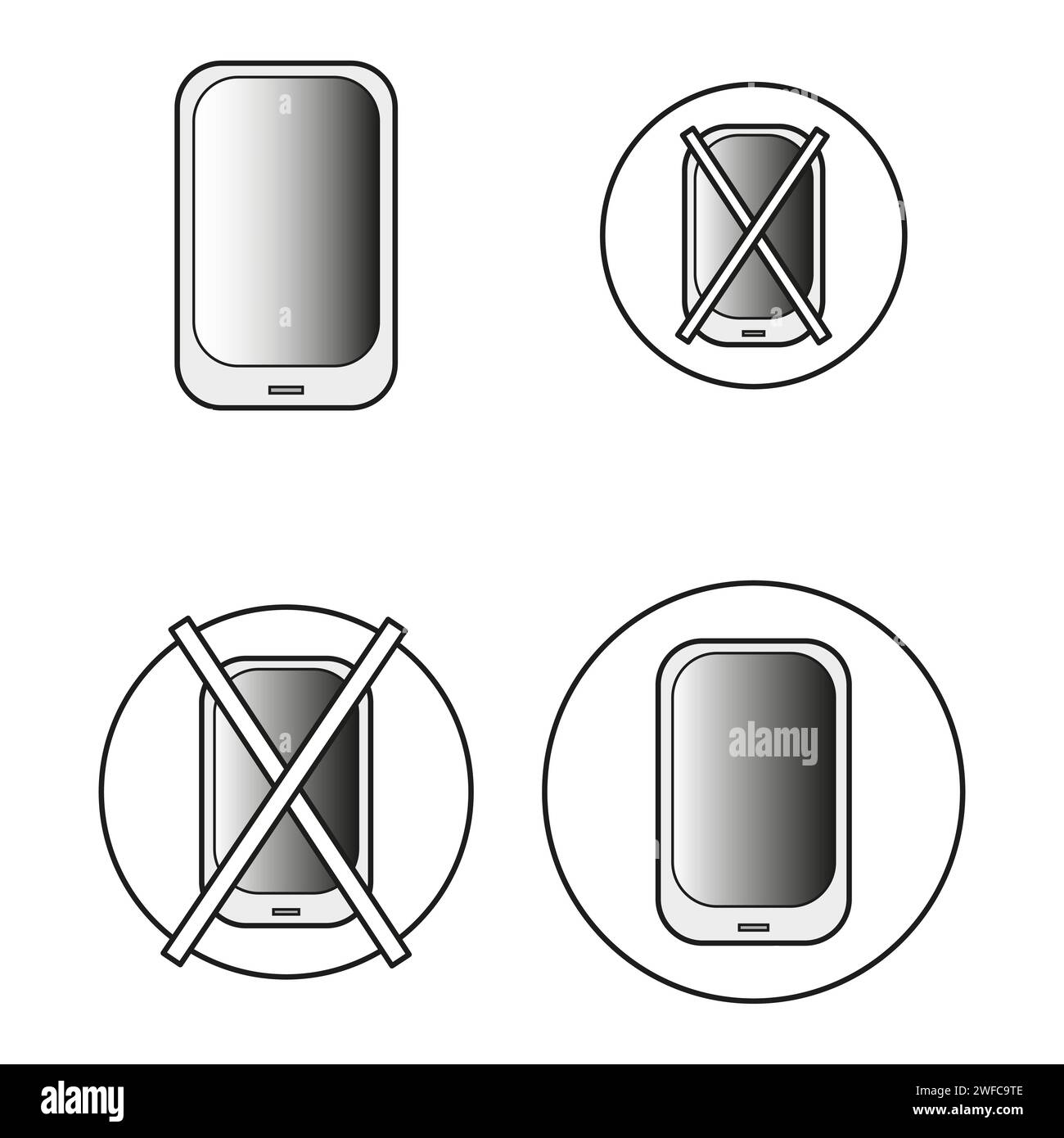 Flat phone icon crossed out for mobile device design. Vector ...