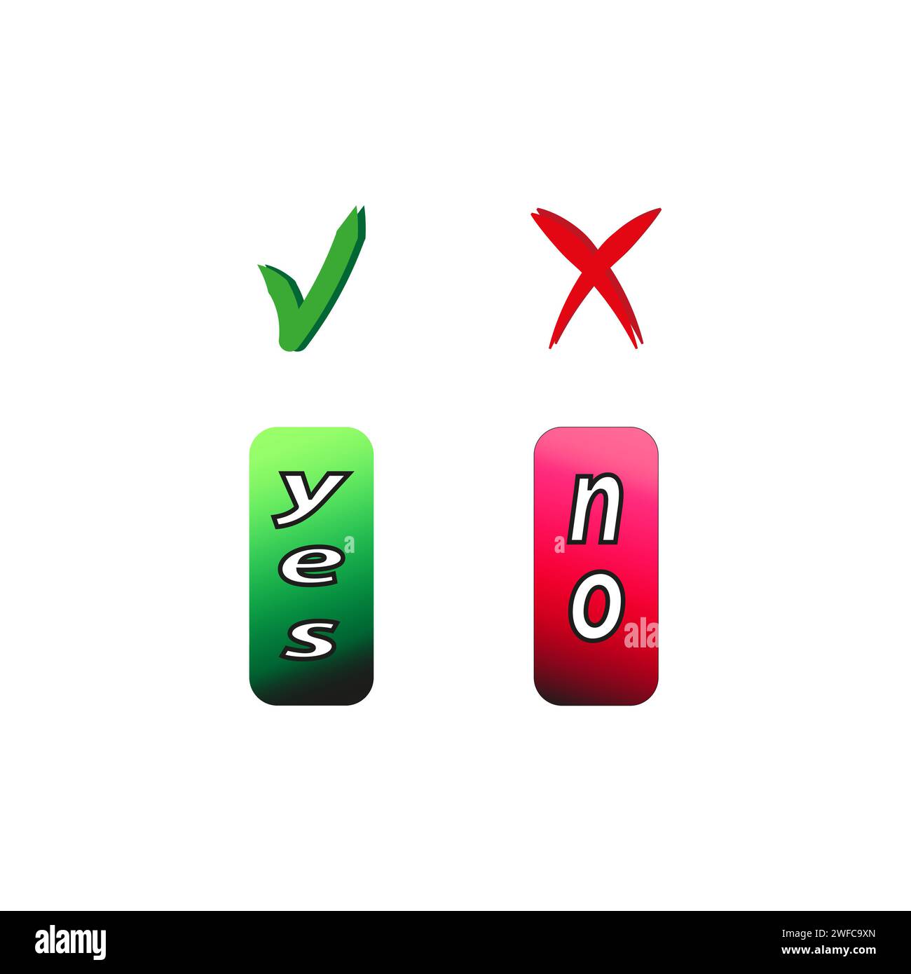yes no cross tick. Concept graphic design element. Vector illustration ...