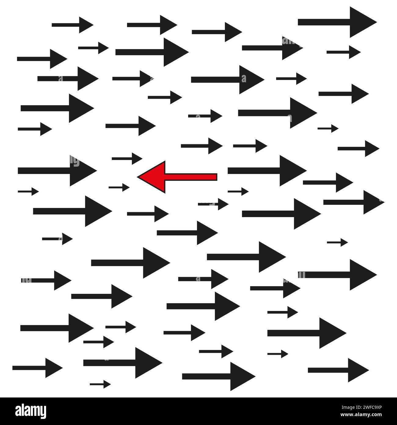 Black different straight arrows. Vector illustration. stock image. EPS ...