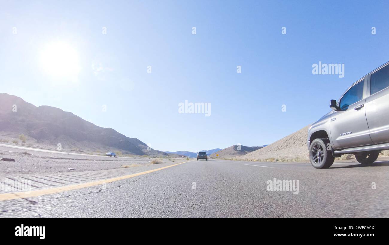 Daytime Road Trip: Nevada to California on HWY 15 Stock Photo - Alamy