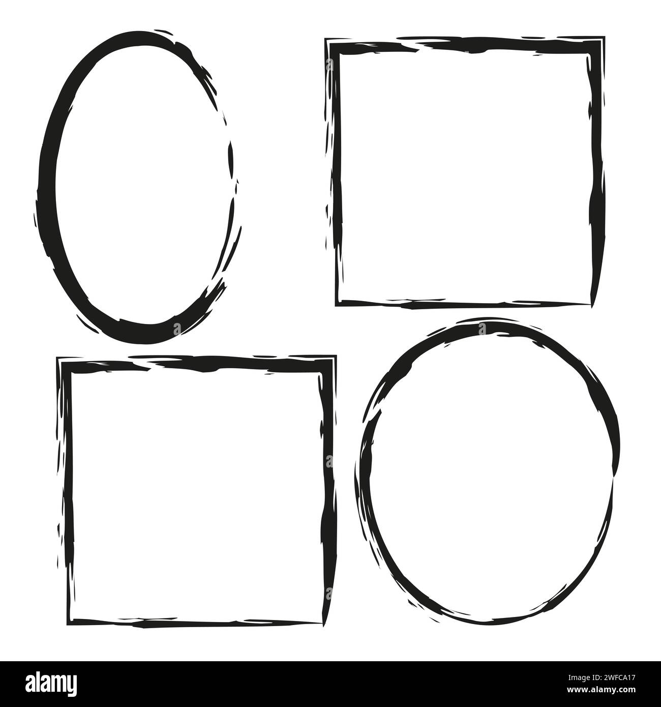 Grunge square frames. Brush frames of various shapes. Frames for ...