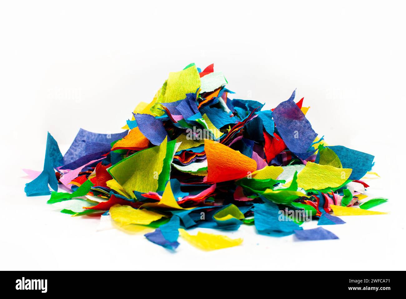 small pieces of confetti on white background Stock Photo - Alamy