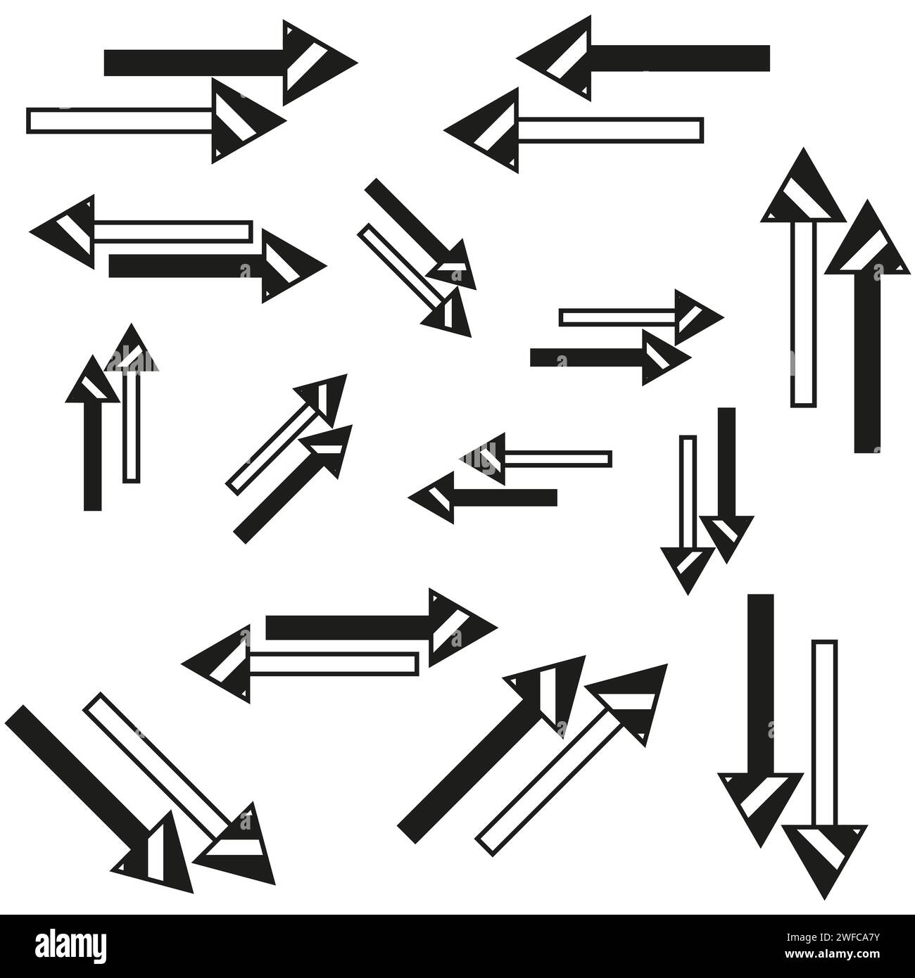 Set with straight arrows different sides. Vector illustration. stock ...