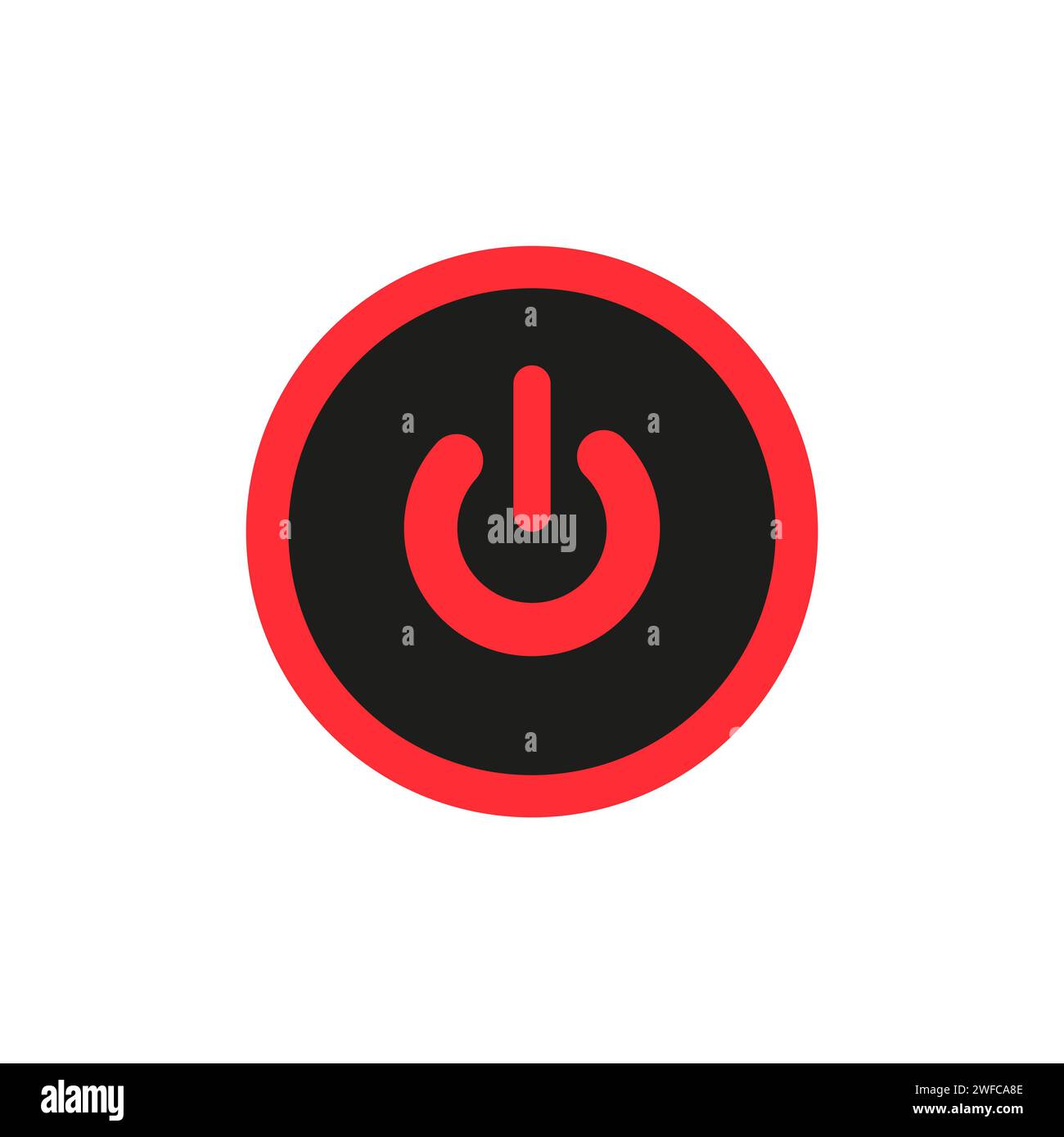 Off button red black. Computer technology concept. Vector illustration ...