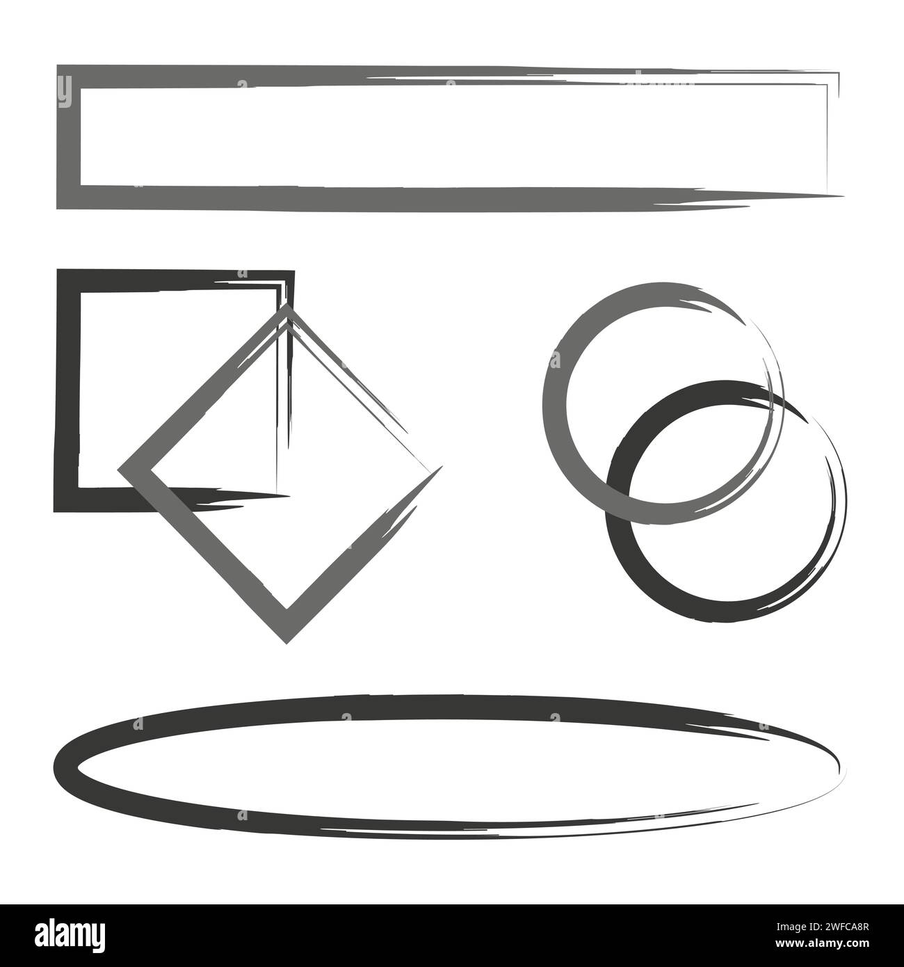 Line art shapes brush geometric. Brush texture. Hand drawn set. Vector ...