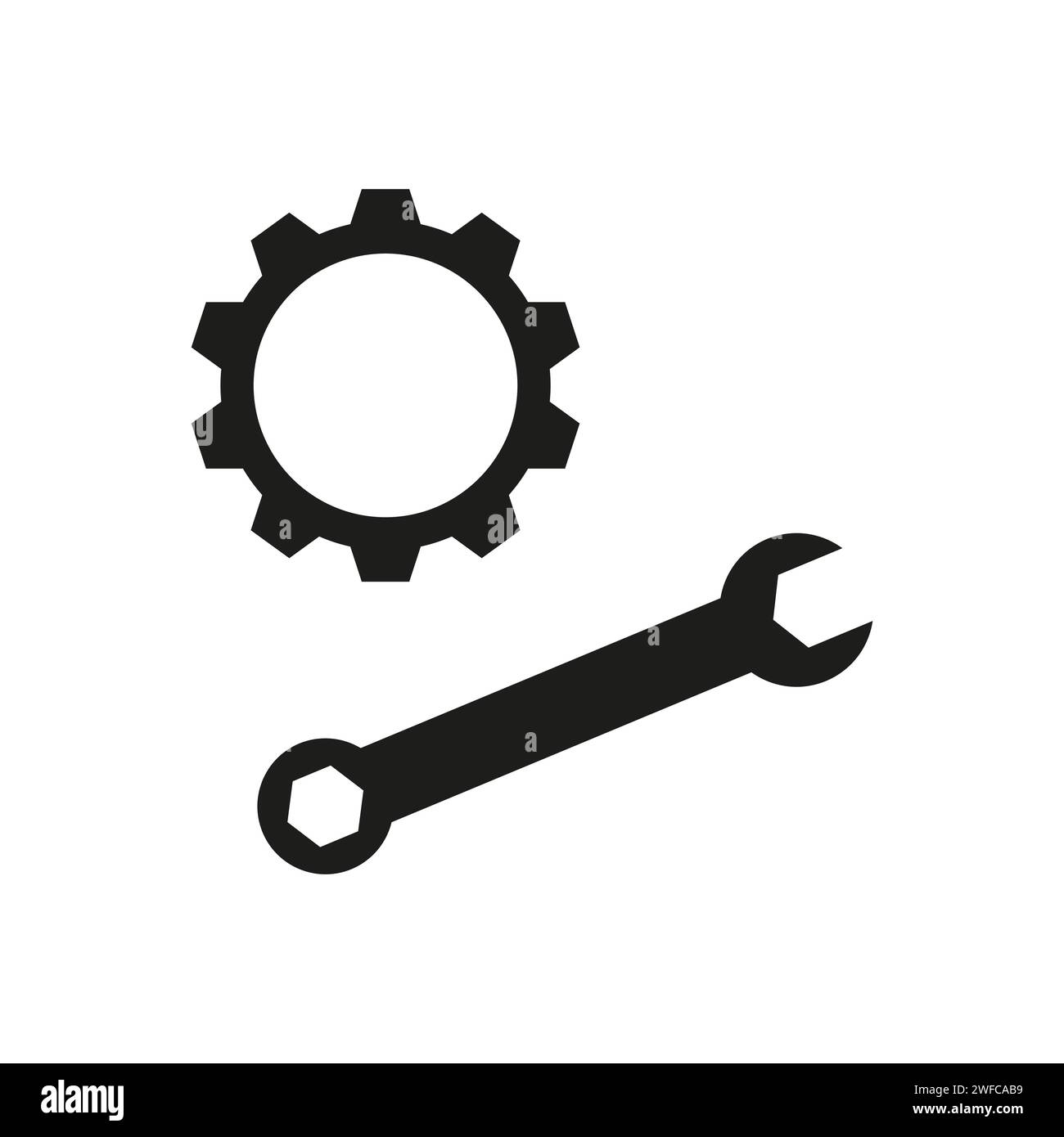 Wrench gear icon. technical support design. Cogwheel gear, setting ...