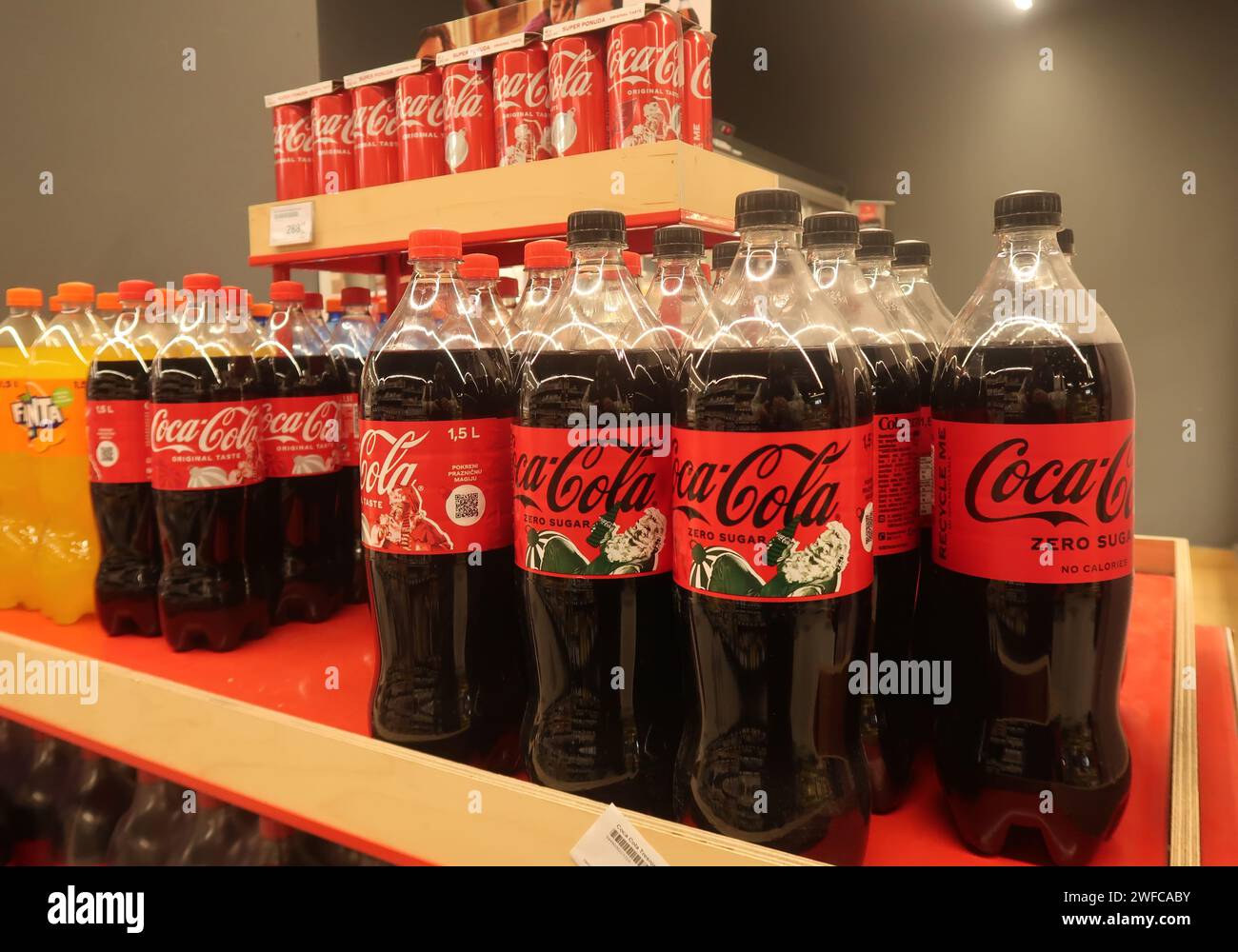 Krusevac, Serbia 28.01.2024 Coca Cola in Maxi supermarket Stock Photo ...