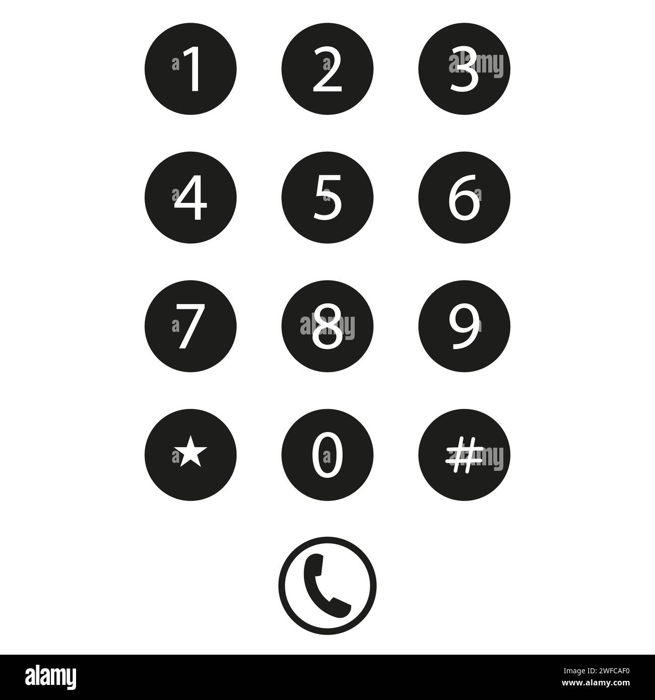 Black numbers phone icon. Smartphone interface. Call symbol. Vector ...