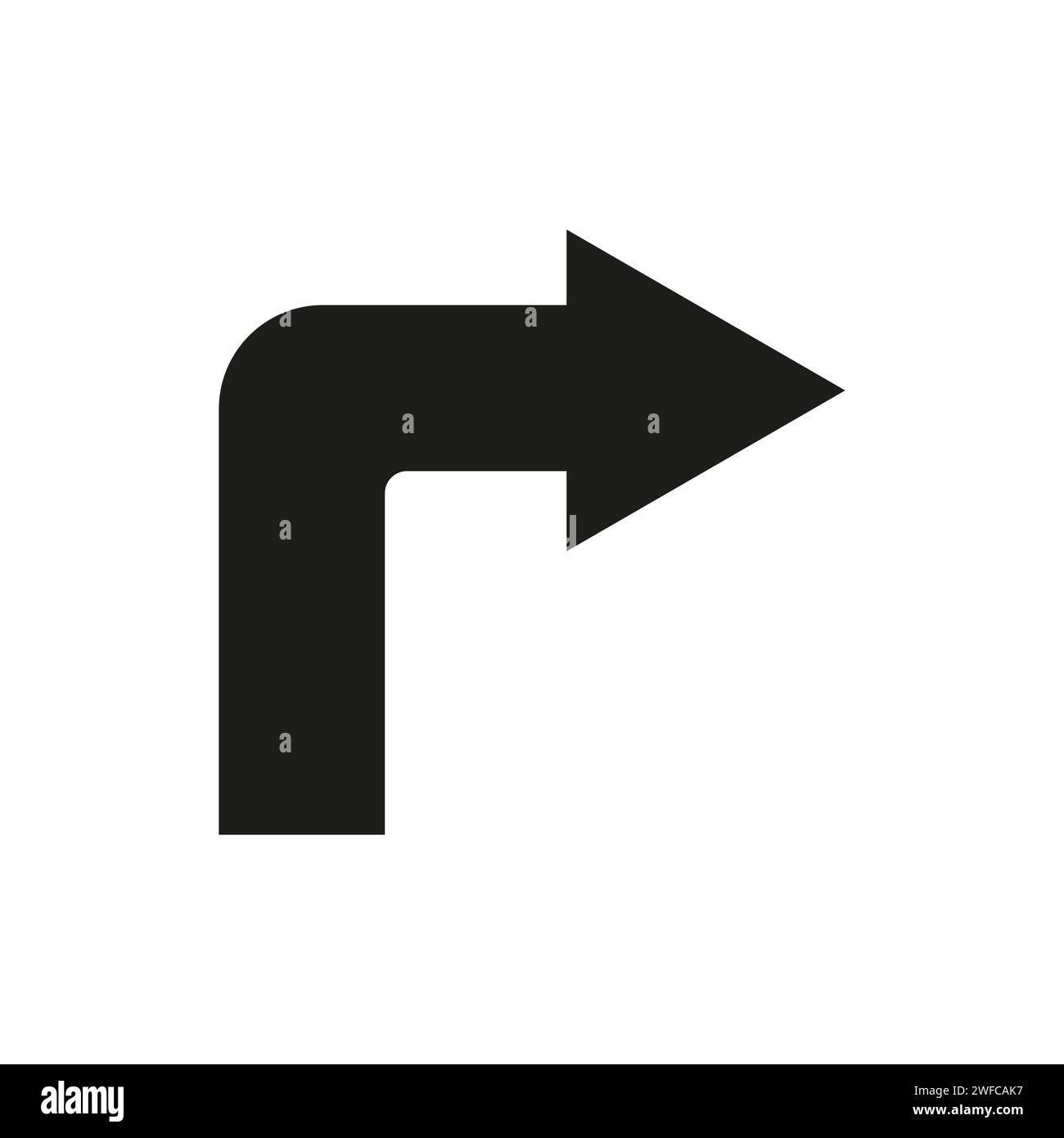 Black arrow turn right. Transparent background. Vector illustration ...