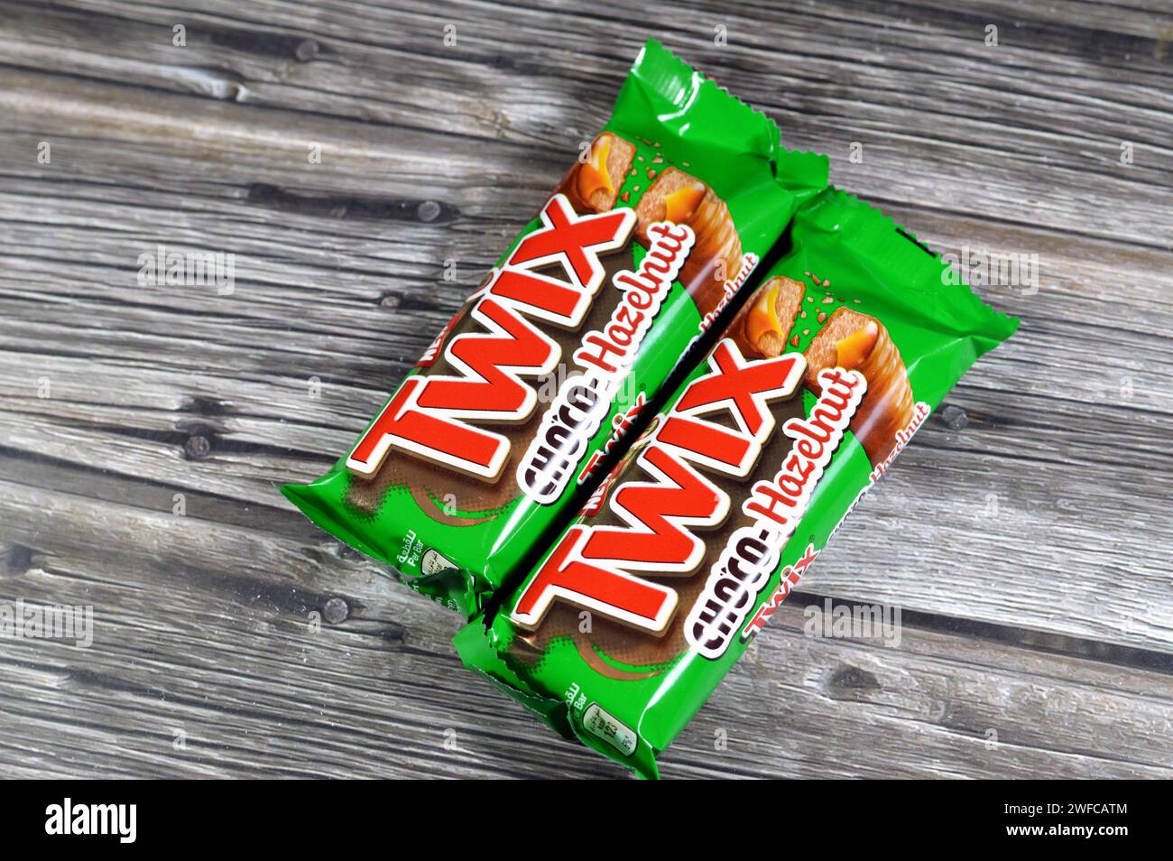 Cairo, Egypt, January 25 2024: Twix new Choco-hazelnut caramel ...