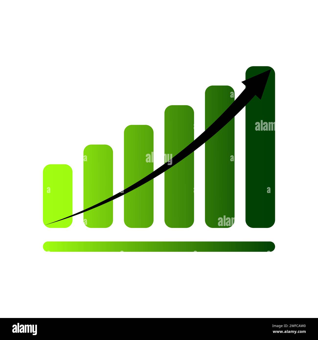 Graph green columns arrow. Growth chart sign. Investment concept ...