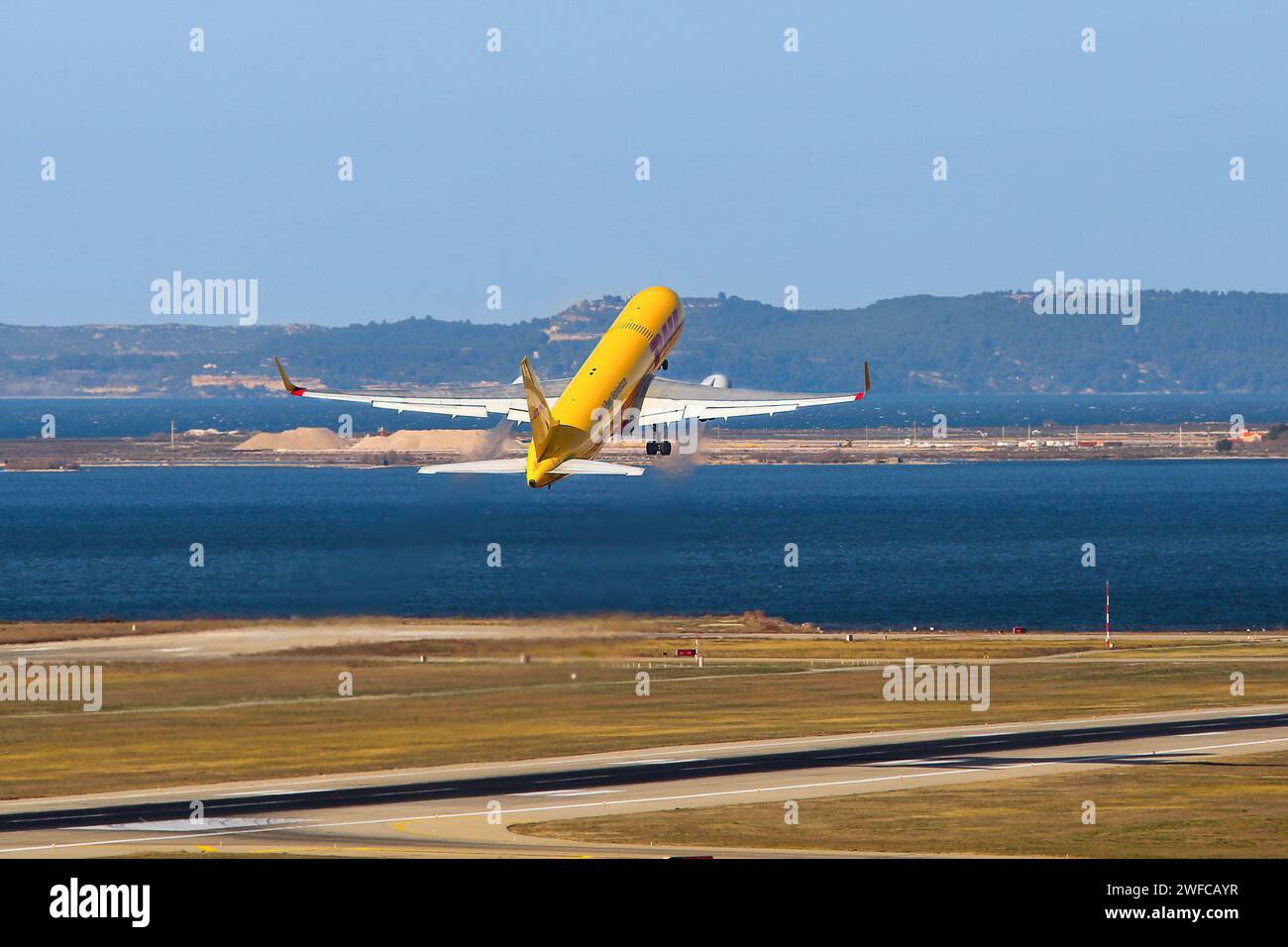 A DHL Airlines Boeing 767-323 seen leaving Marseille Provence airport ...