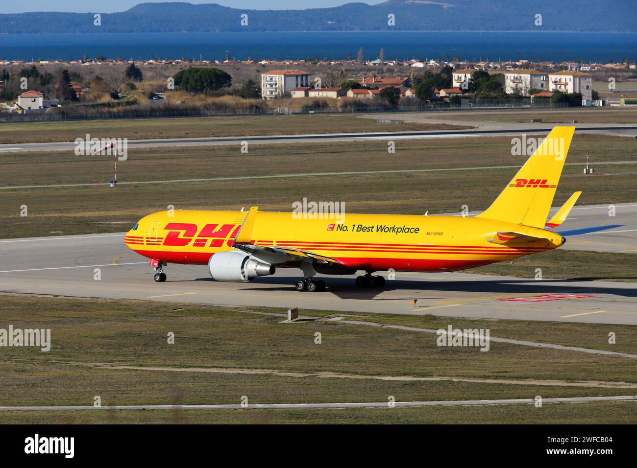 A DHL Airlines Boeing 767-323 seen leaving Marseille Provence airport ...