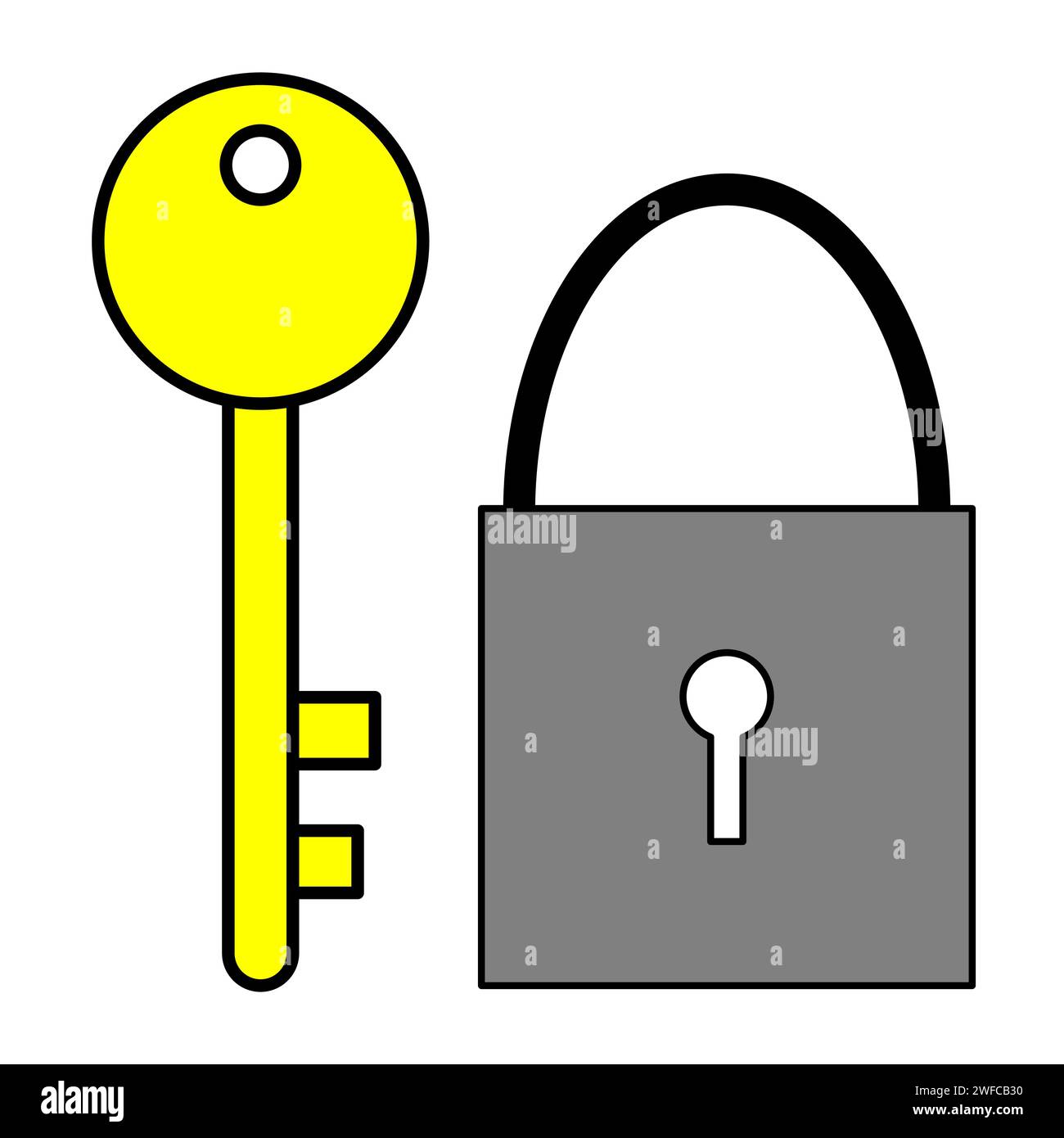 Modern realistic button with black lock key for web background design ...