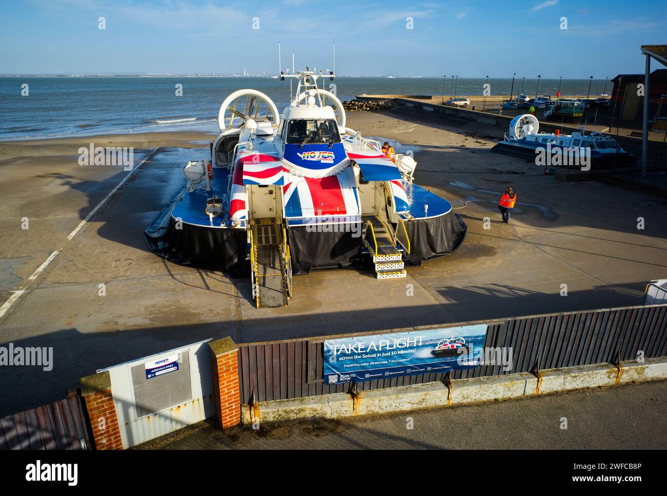 Hovercraft Solent Flyer at its Ryde base on the Isle of Wight Stock ...