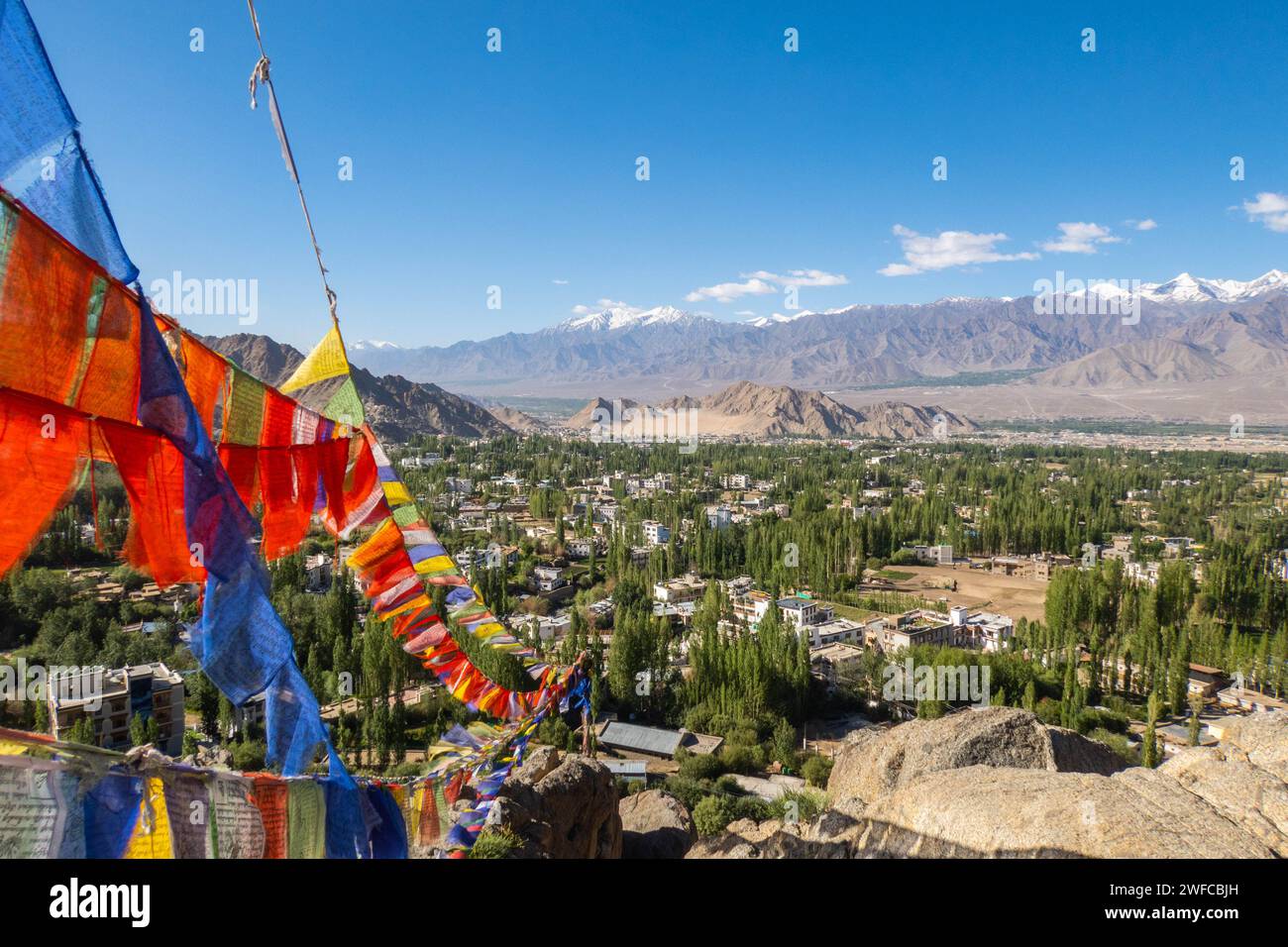 View of the Stok Range, Leh, and the Indus Valley, Leh, Ladakh, India ...