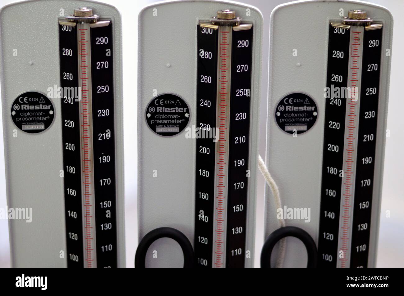 Cairo, Egypt, January 20 2024: Riester blood pressure monitor gauge ...