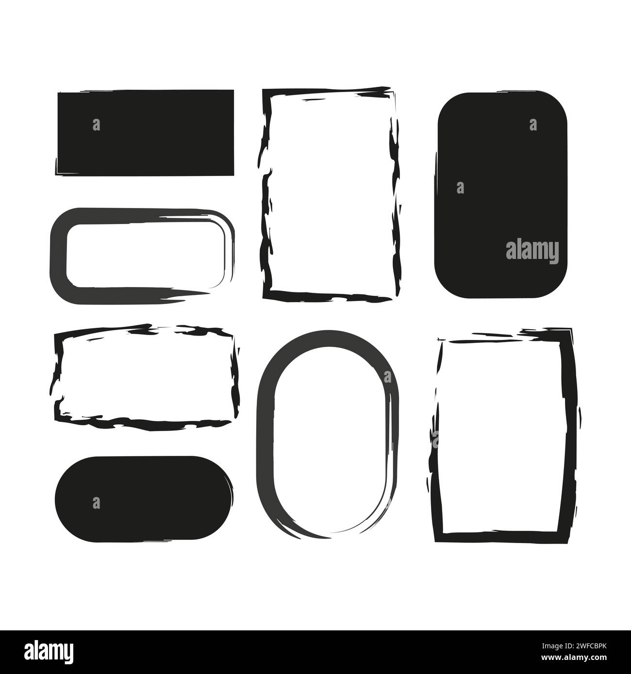 Line art illustration with brush squares. Brush texture. Photo frame ...