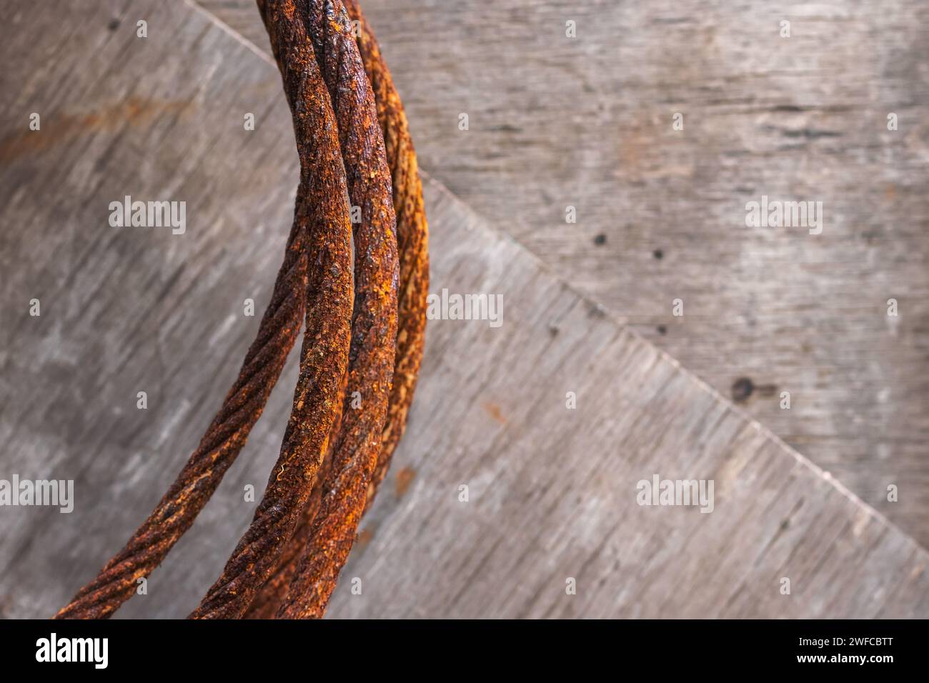 Steel cable sling Old rusty focus macro close-up texture background ...