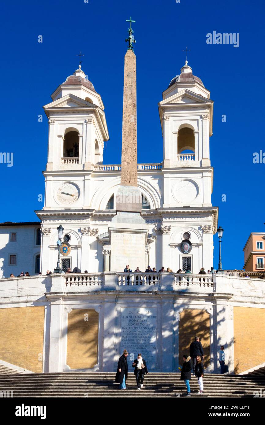 The Spanish Steps and the Trinità dei Monti church in Rome/Italy Stock ...