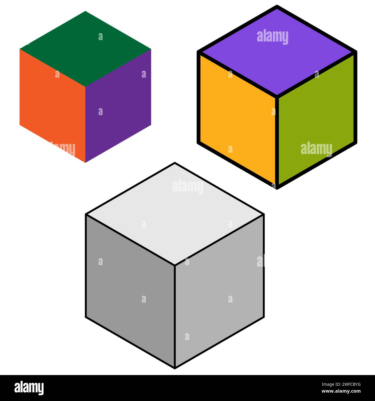 Colored cubes. Gradient background set. Vector illustration. stock ...