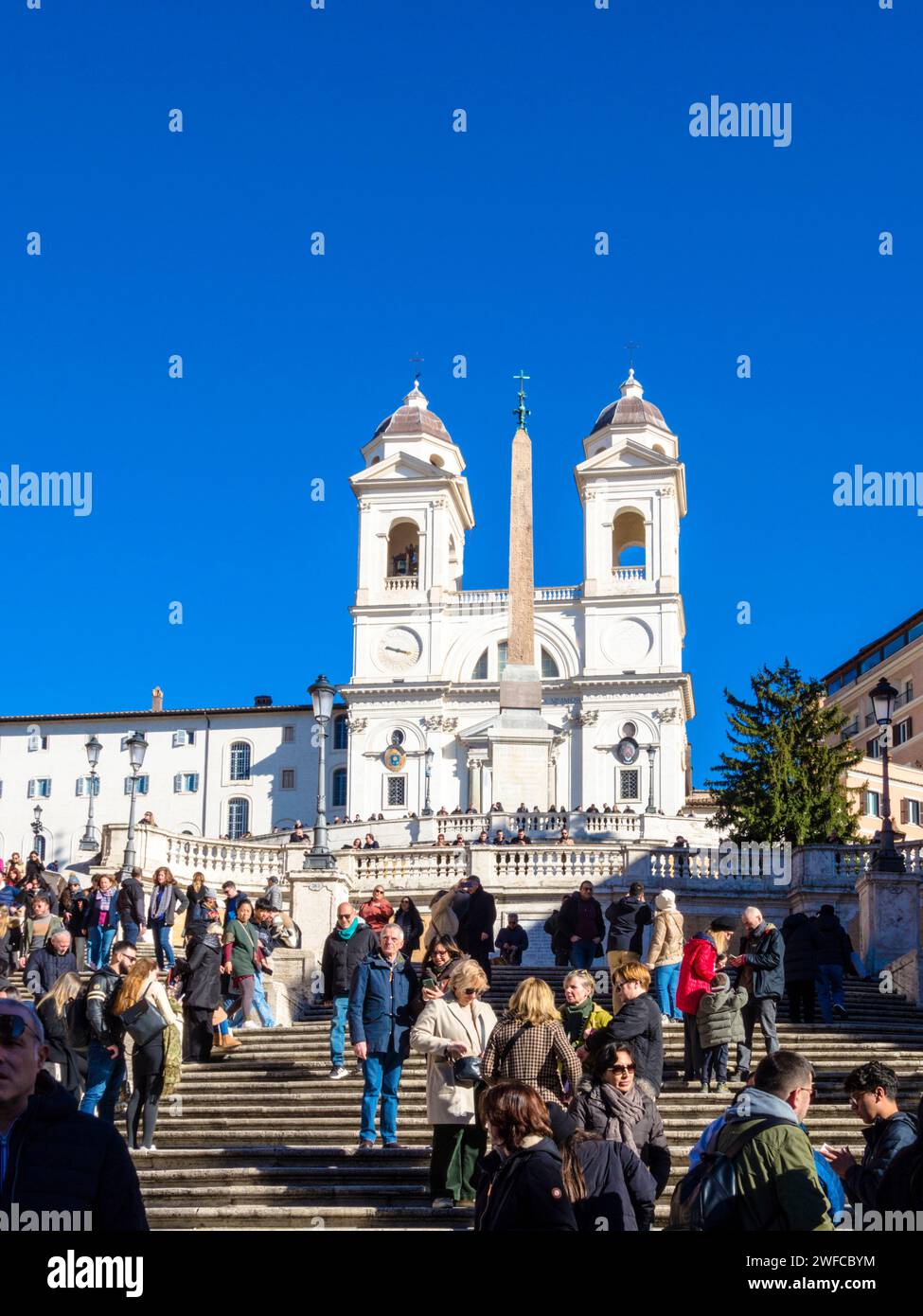 The Spanish Steps and the Trinità dei Monti church in Rome/Italy Stock ...