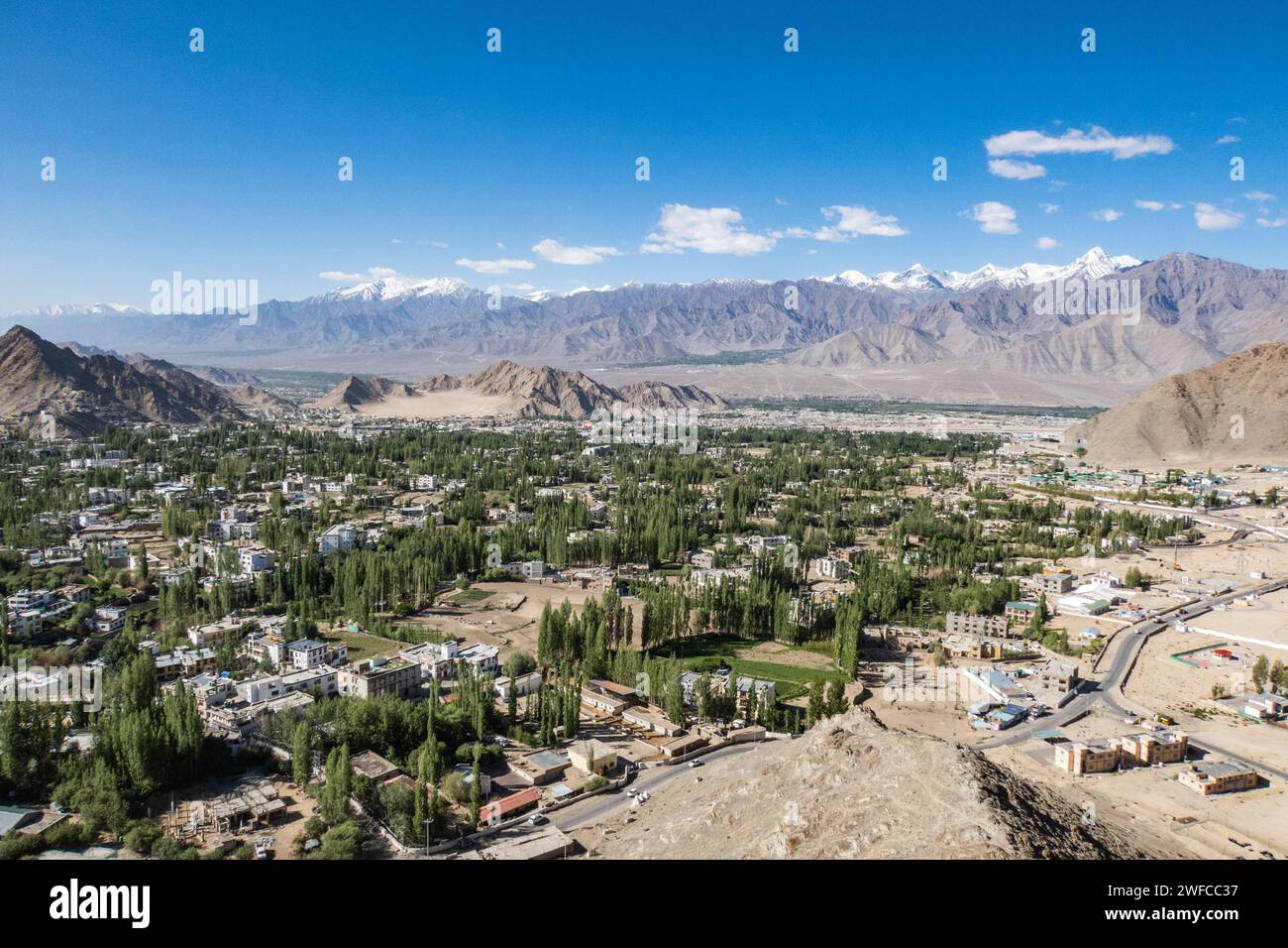 View of the Stok Range, Leh, and the Indus Valley, Leh, Ladakh, India ...