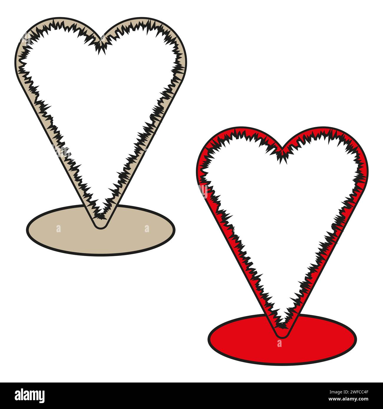 Red hearts on a stand. Stage showcase. Minimal wall scene. Vector ...