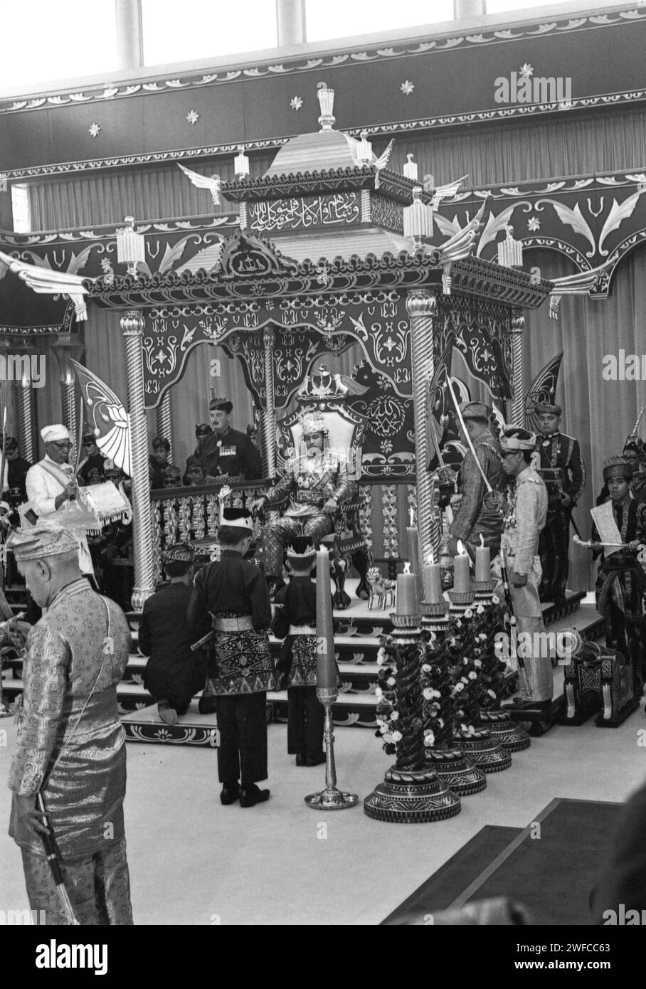 The scene in the Assembly Hall in Brunei, during the coronation of ...