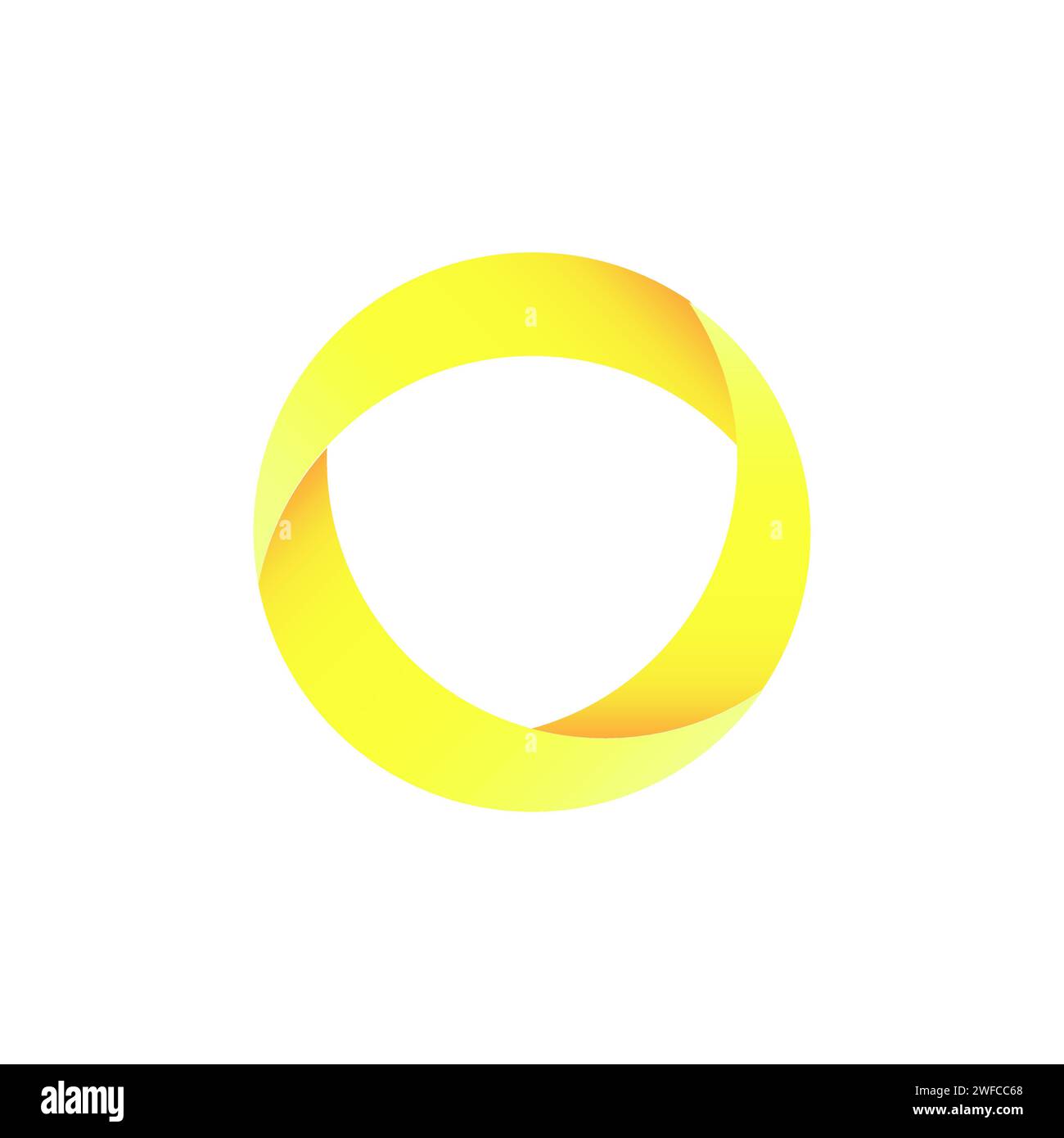 Abstract yellow ribbon circle. Concept art. Circle backdrop. Gradient ...