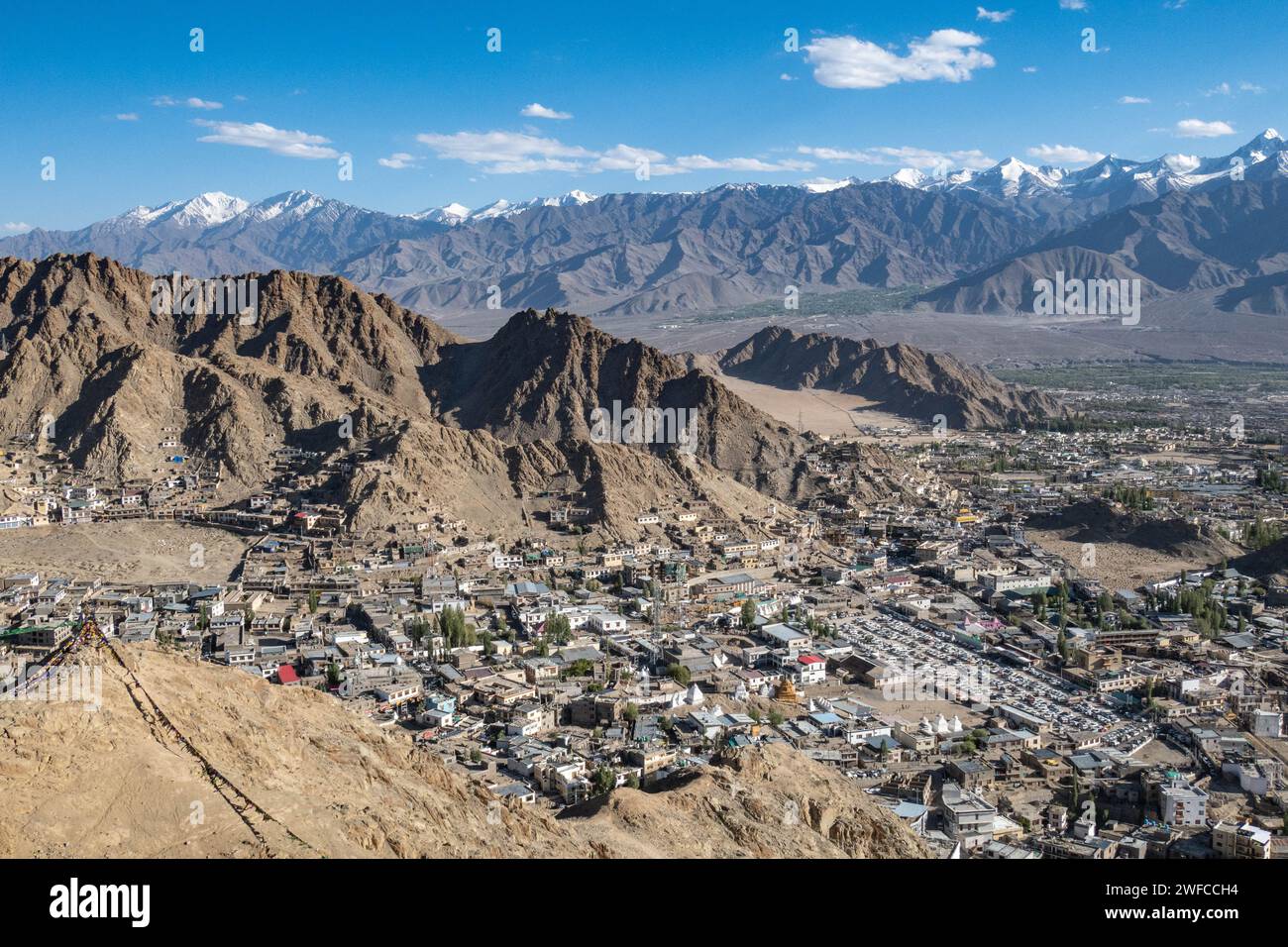 View of the Stok Range, Leh, and the Indus Valley, Leh, Ladakh, India ...