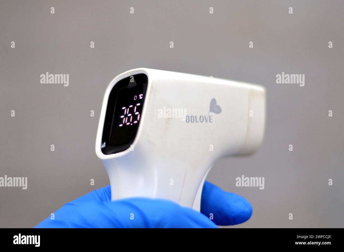 Cairo, Egypt, January 20 2024: BbLove forehead Non contact infrared ...