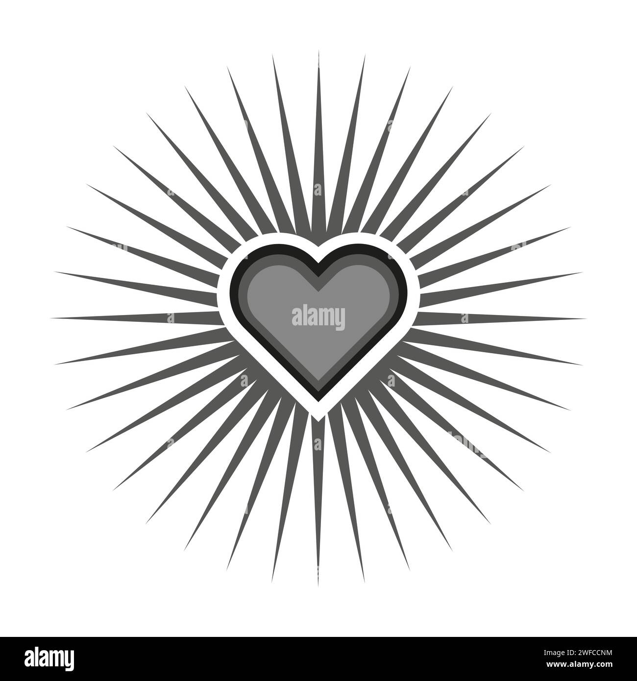 Sketch heart rays icon. Black heart. Love icon. Vector illustration ...