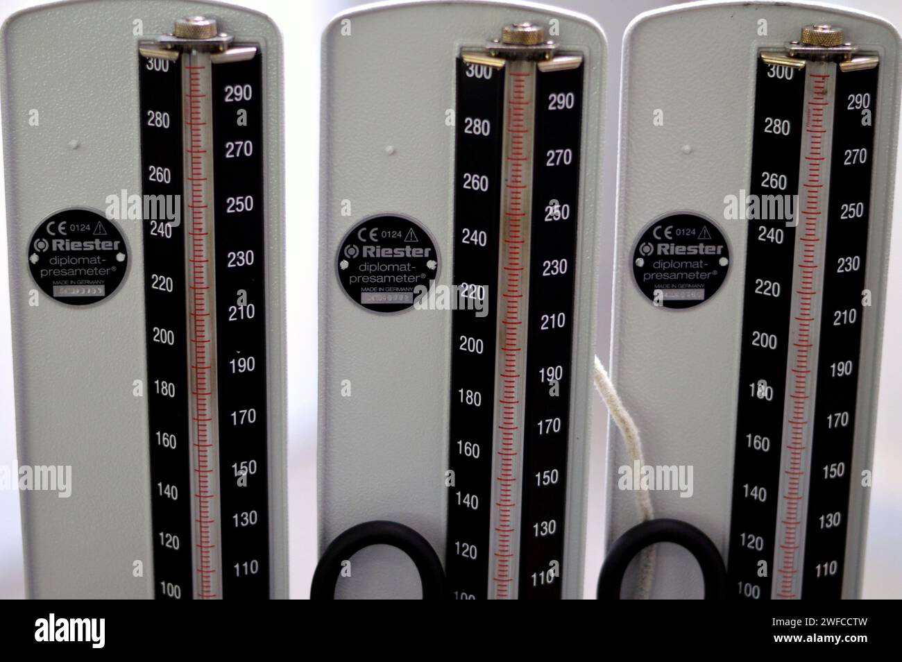 Cairo, Egypt, January 20 2024: Riester blood pressure monitor gauge ...