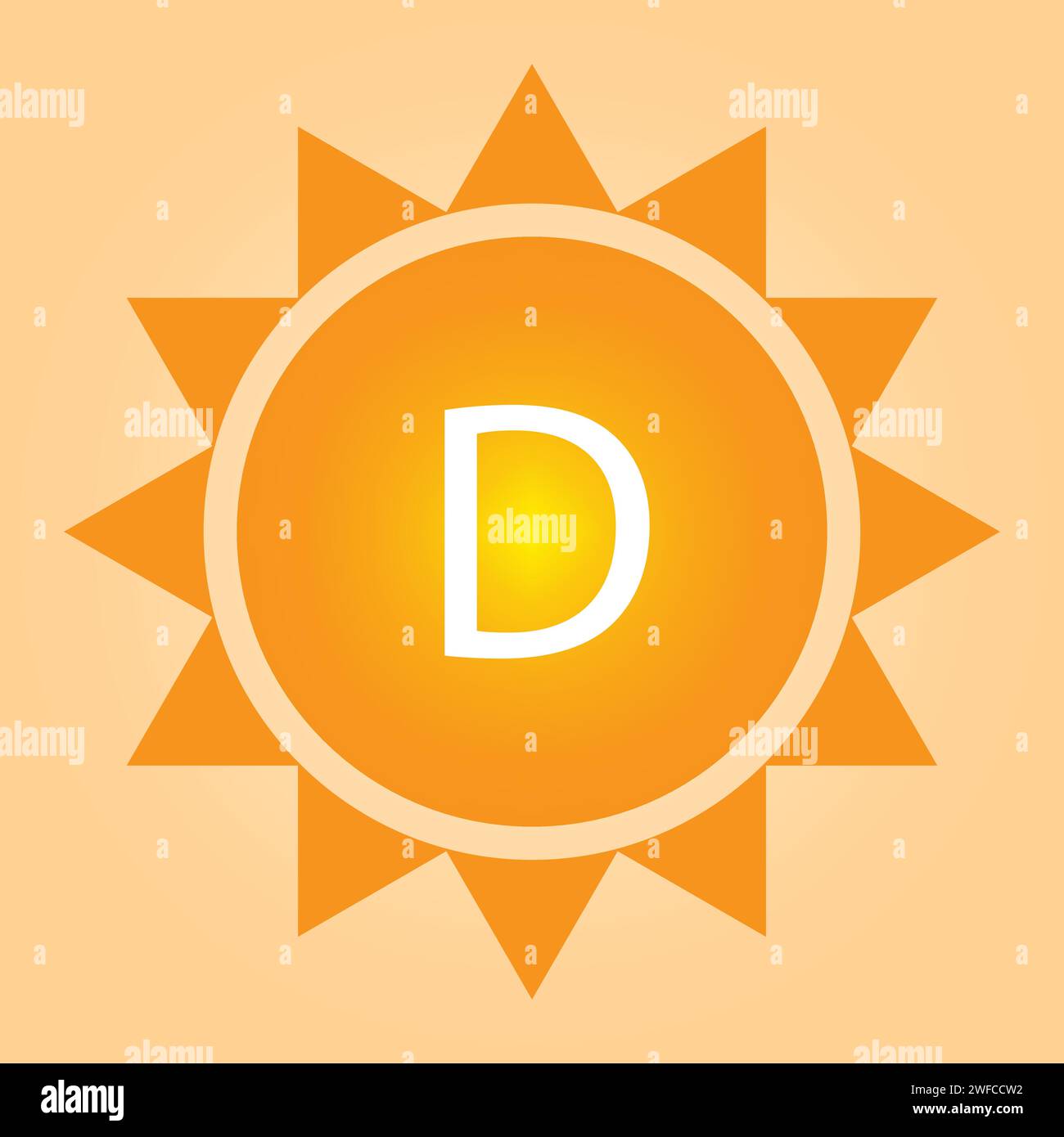 Icon with vitamin d sun. Natural organic nutrition. Vector illustration ...