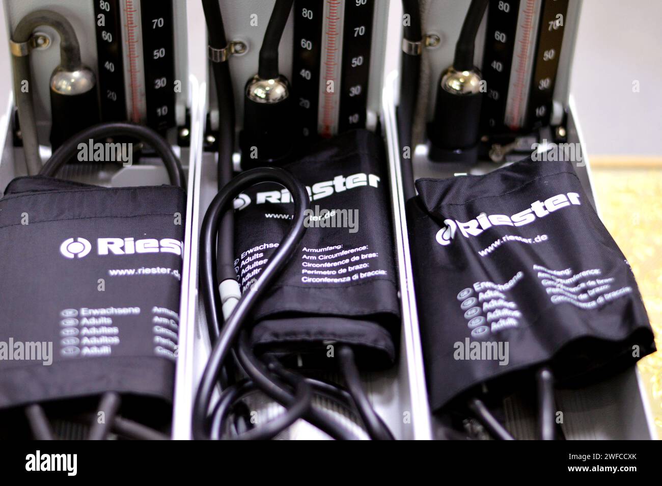 Cairo, Egypt, January 20 2024: Riester blood pressure monitor gauge ...