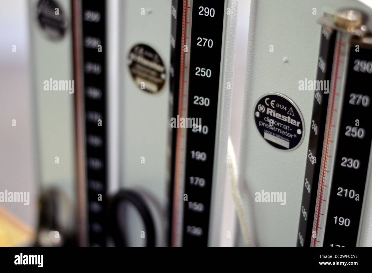 Cairo, Egypt, January 20 2024: Riester blood pressure monitor gauge ...