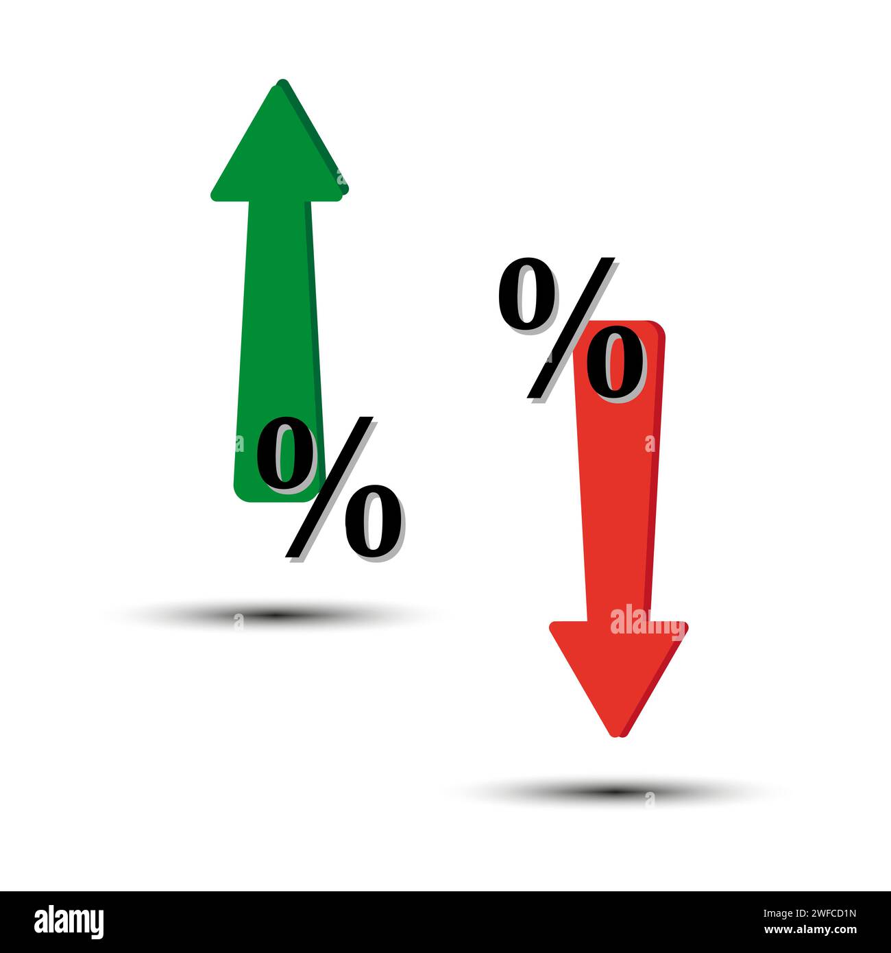 Green and red percentage arrows. Trade arrow. Green arrow up. Red down ...