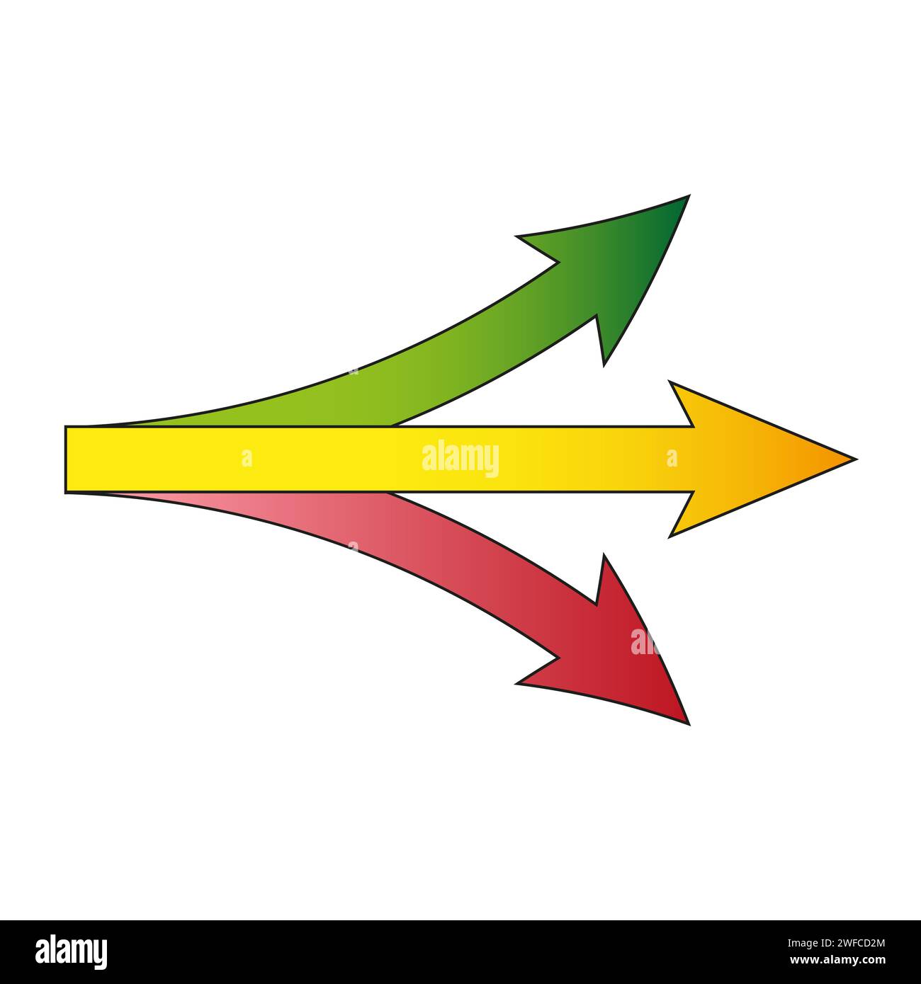 Three colored arrows out. Teamwork business success. Vector ...