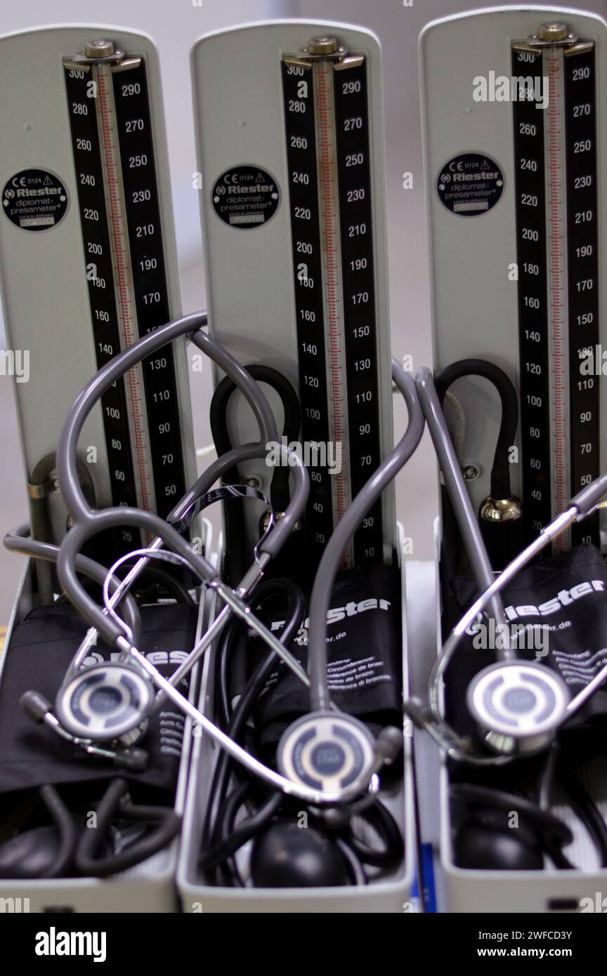 Cairo, Egypt, January 20 2024: Riester blood pressure monitor gauge ...