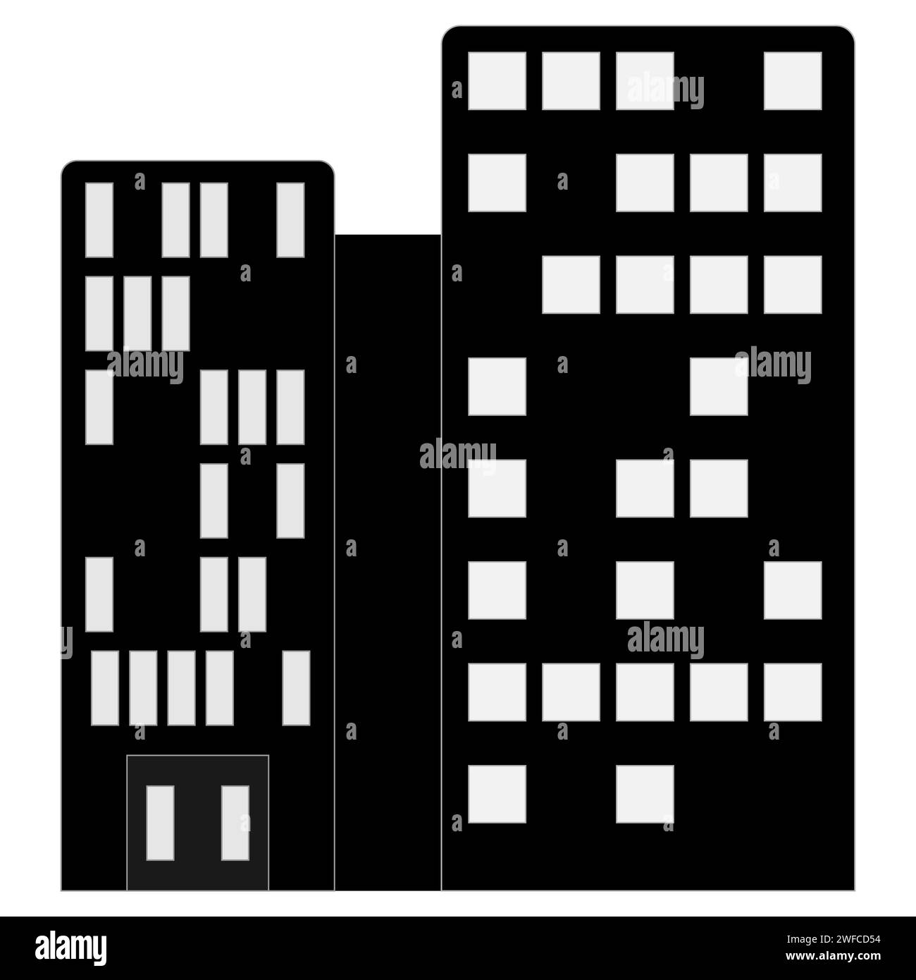 house multistory black on white background. Building, city. Vector illustration. stock image ...