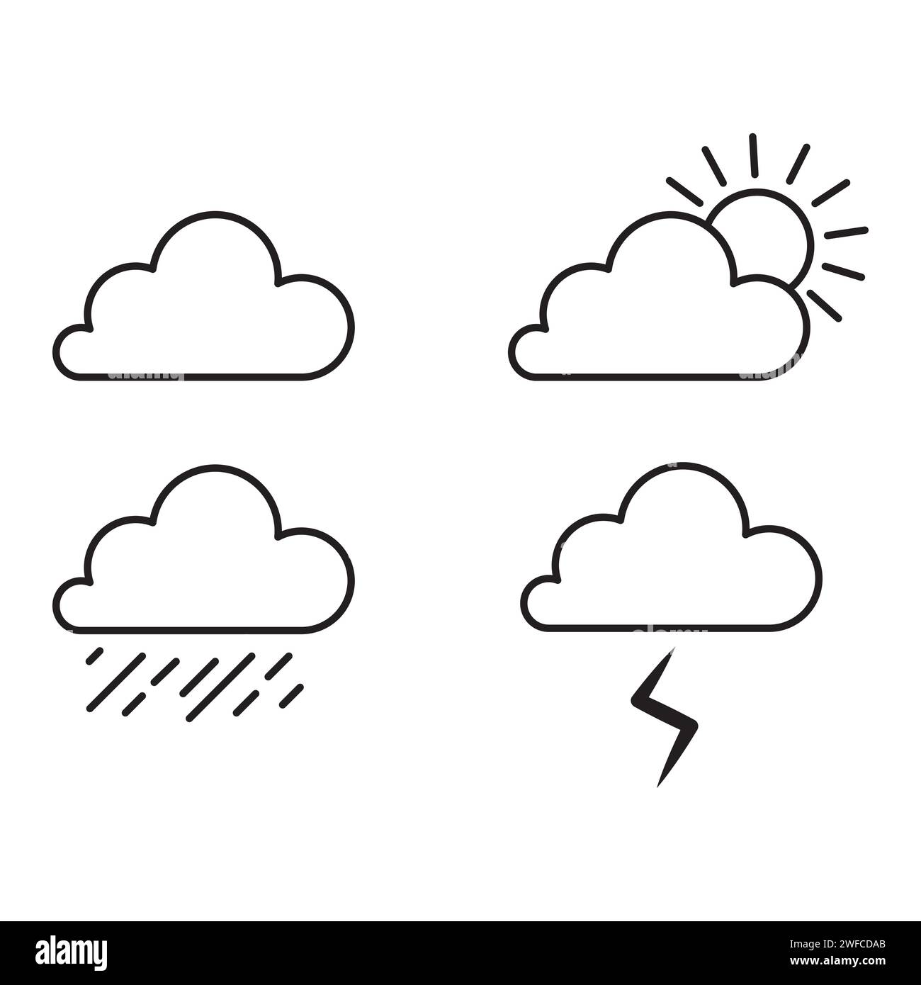 Icon set cloud weather. Clear sky. Rainbow graphic. Sun icon set ...