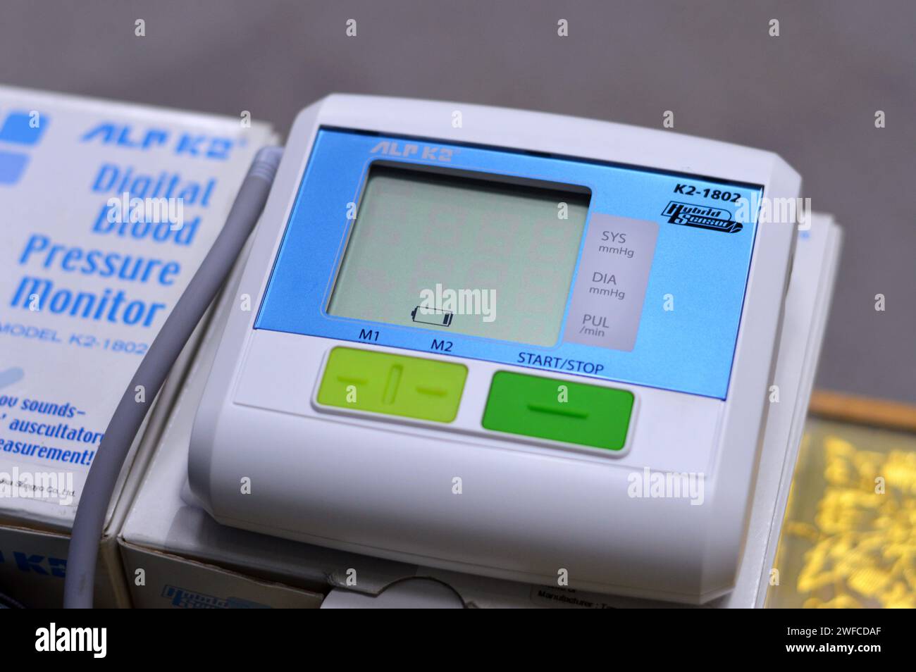 Cairo, Egypt, January 20 2024: ALP K2 digital blood pressure monitor ...